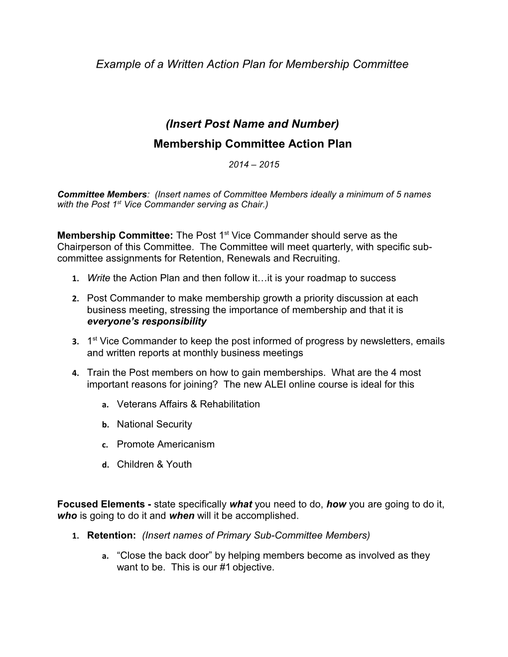 example-of-a-written-action-plan-for-membership-committee-docest