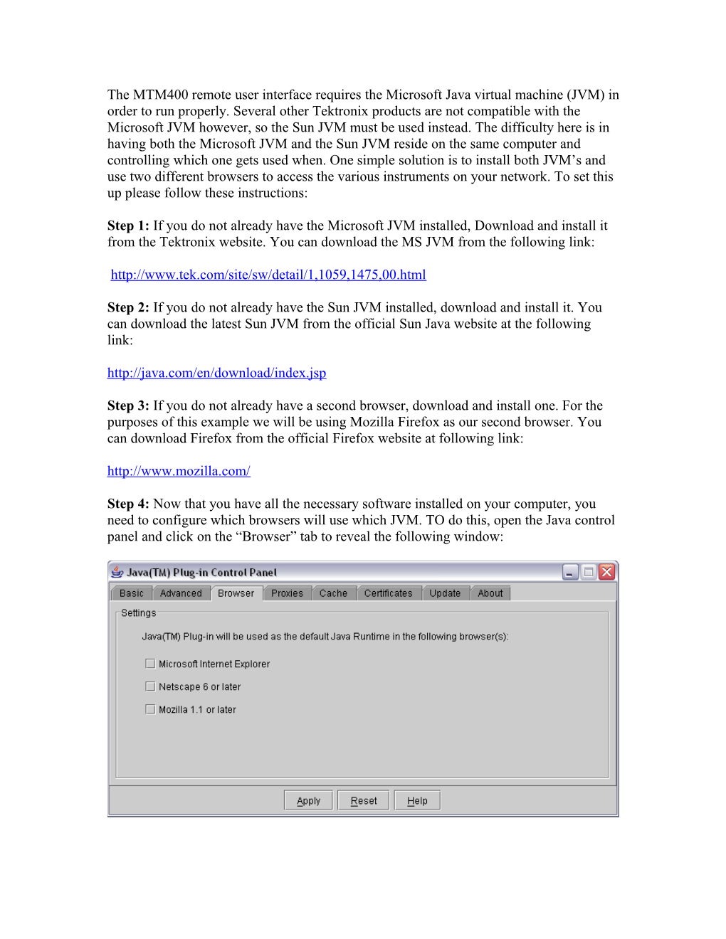The MTM400 Remote User Interface Requires the Microsoft Java Virtual ...